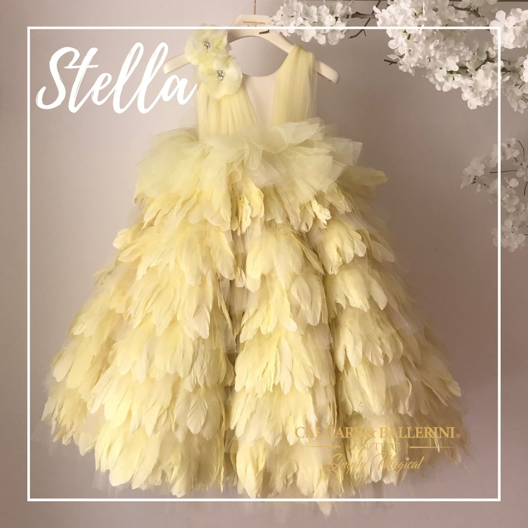 Yellow Feather Dress – Luxury Feather Gown for Girls & Teens from $2500 ...